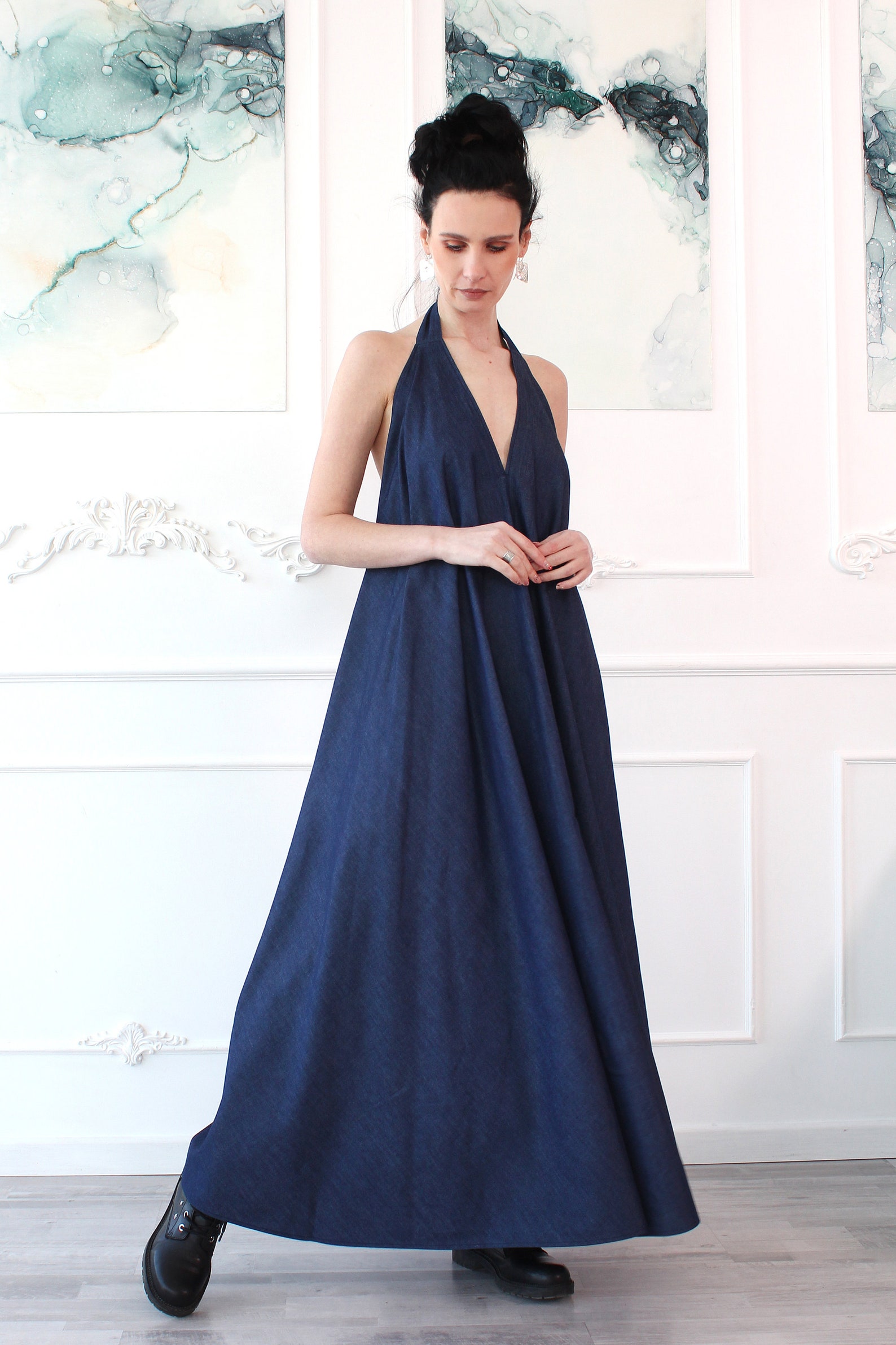 Denim Sundress Backless Dress Womens Sundress Spring Plus Size Cute ...