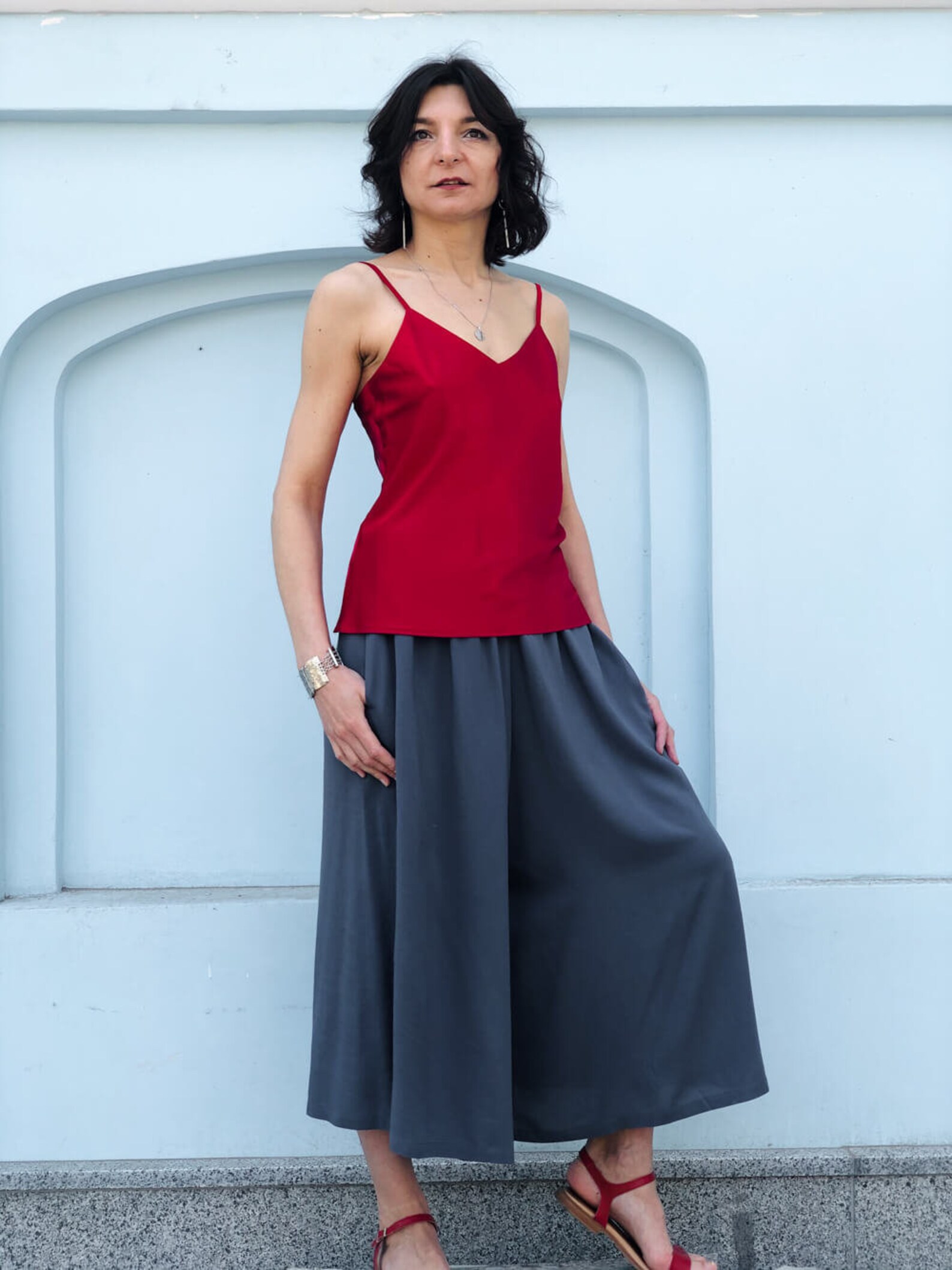 Pleated Culottes Wide Leg Pants Light Cotton Woman Trousers | Etsy