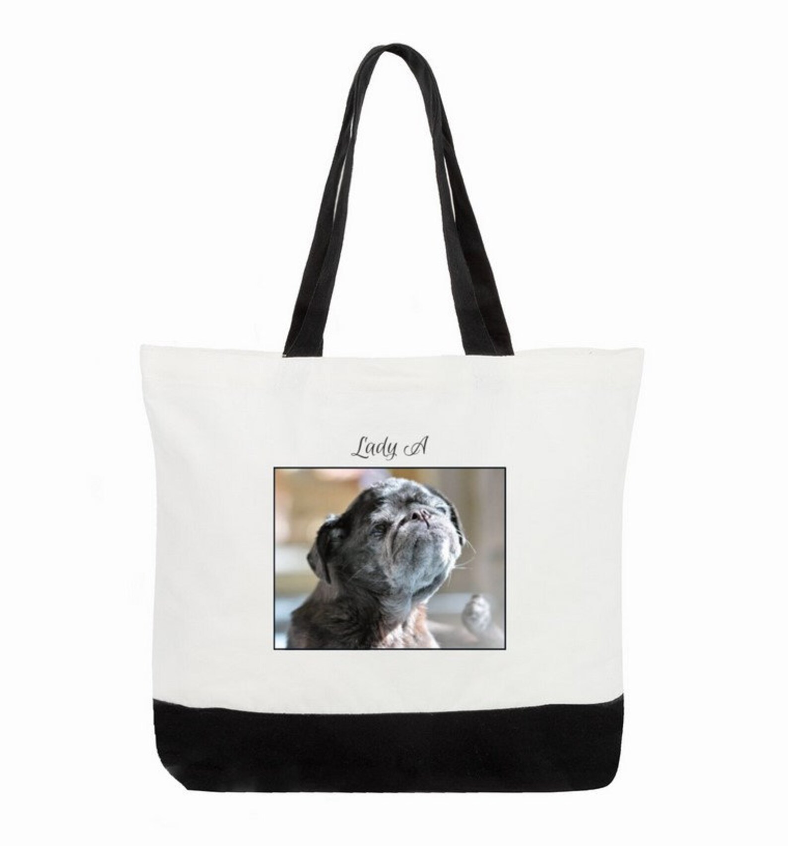 Pug Tote Bag Lady A Tote Bag Gift for Her Pug Mom Gift Black - Etsy