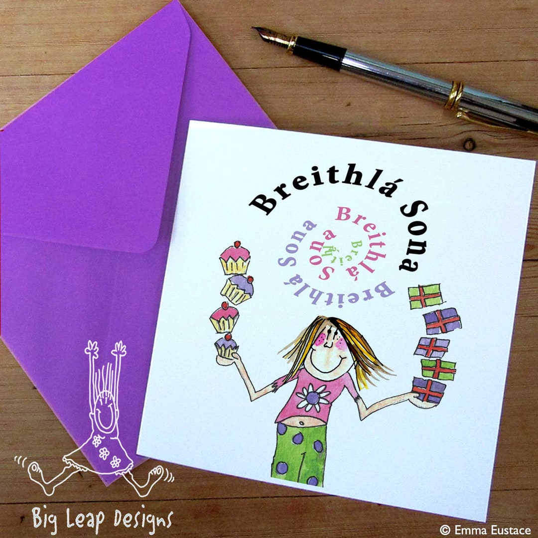 Happy Birthday, Breithlá Sona, Irish Card, as Gaeilge - Etsy