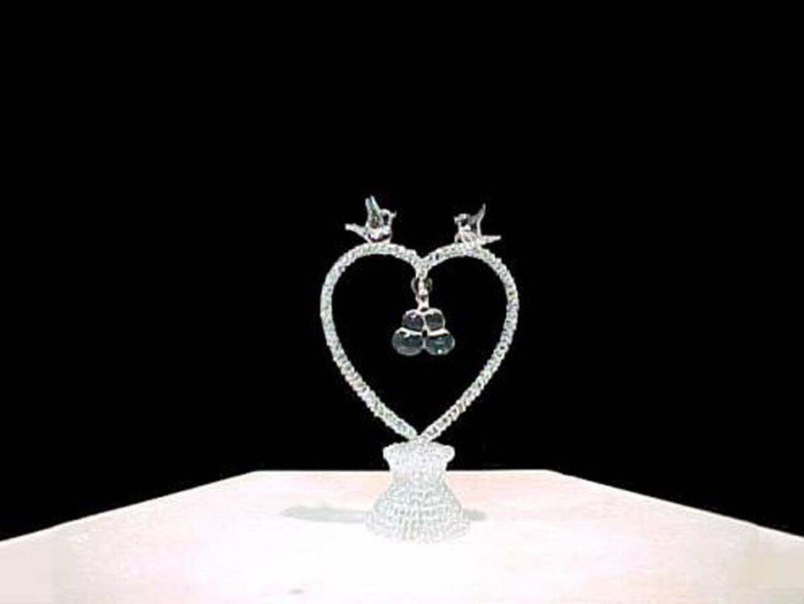 Small Wedding Bells in a Heart Wedding Cake Topper. | Etsy