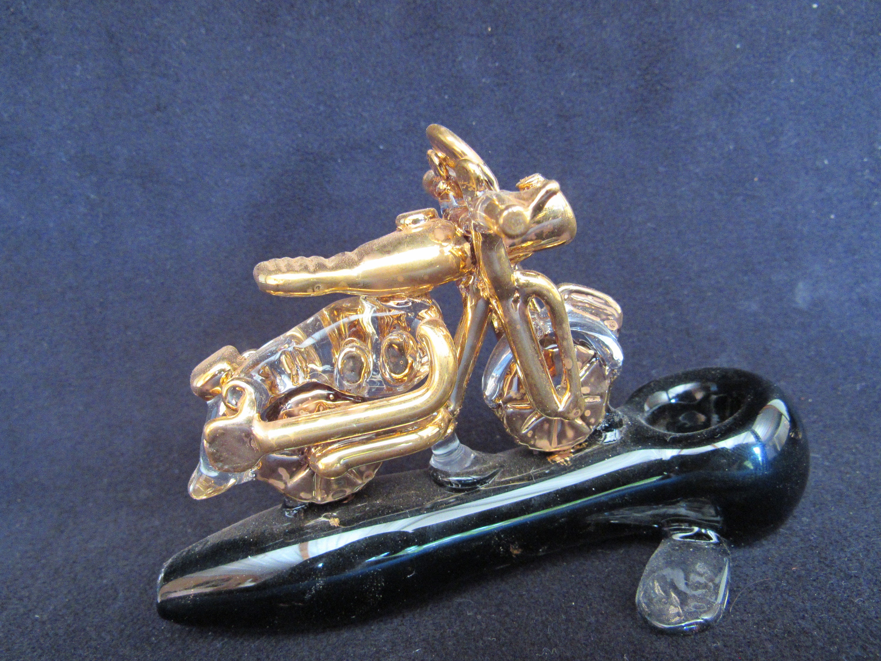 Hand Blown Glass Motorcycle on a Pipe. - Etsy