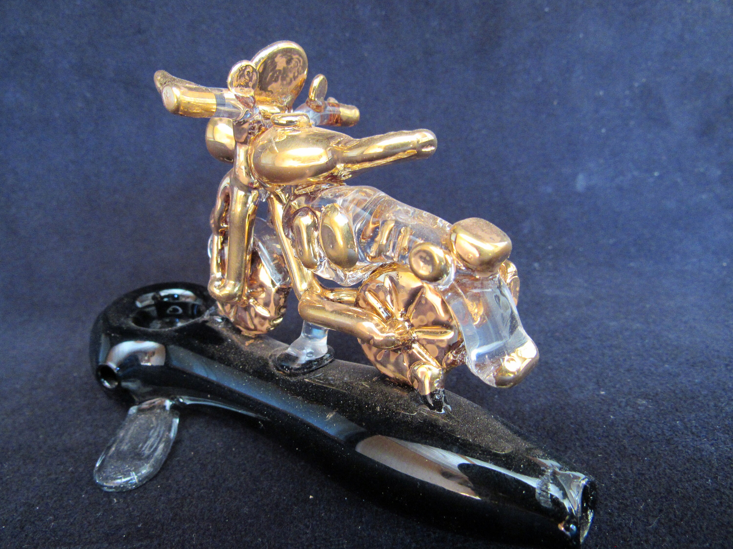Hand Blown Glass Motorcycle on a Pipe. - Etsy