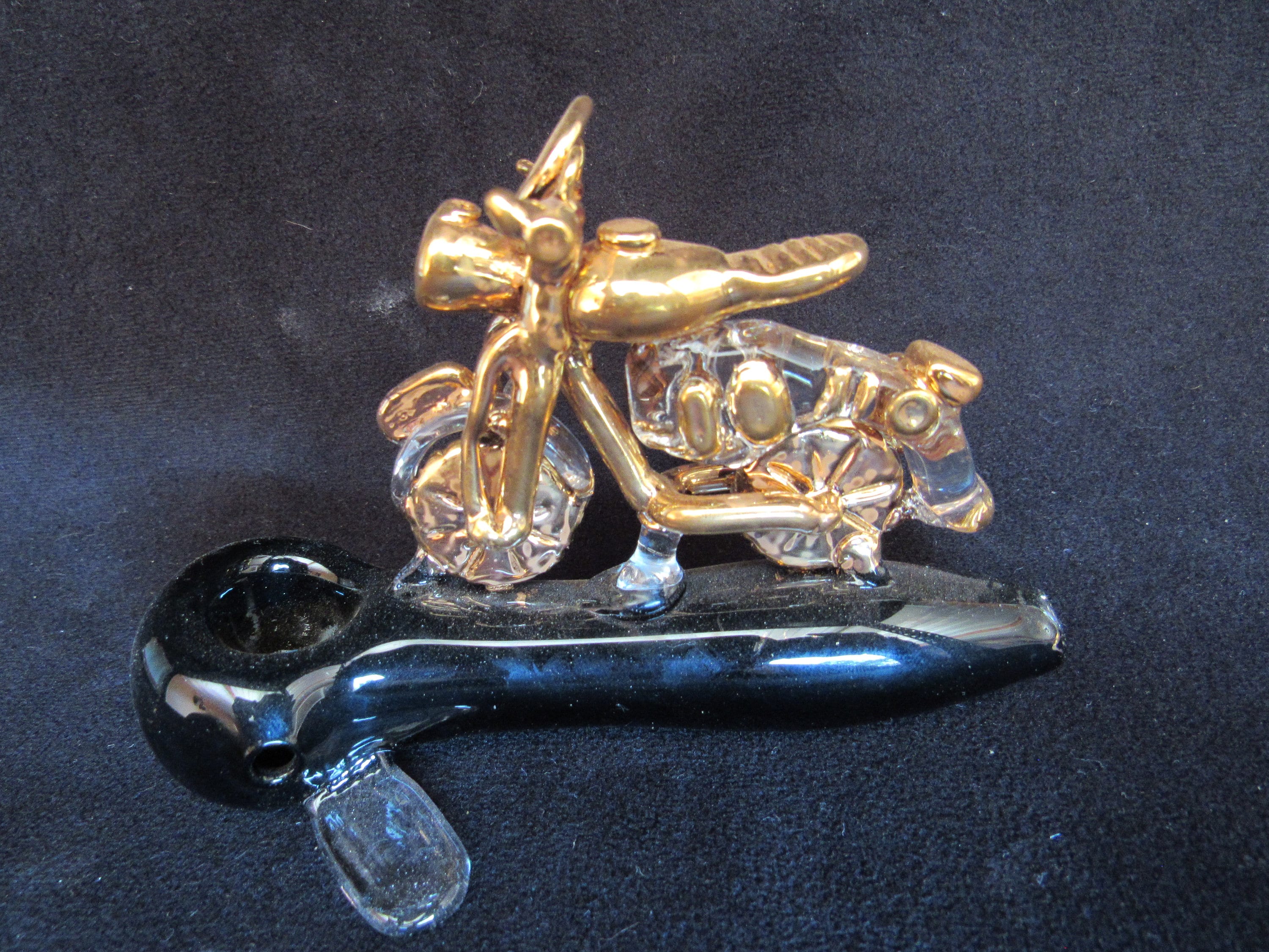Hand Blown Glass Motorcycle on a Pipe. - Etsy