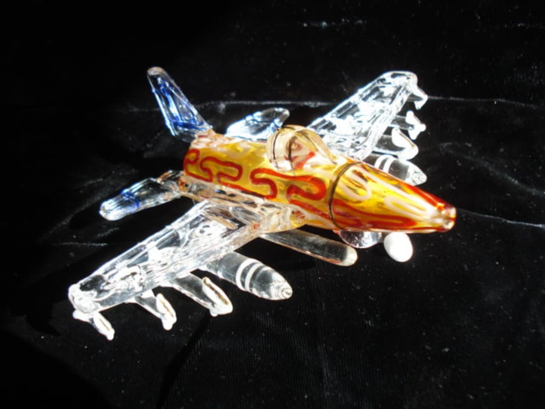 Hand Blown Glass Jet Airplane Pipe. - Etsy