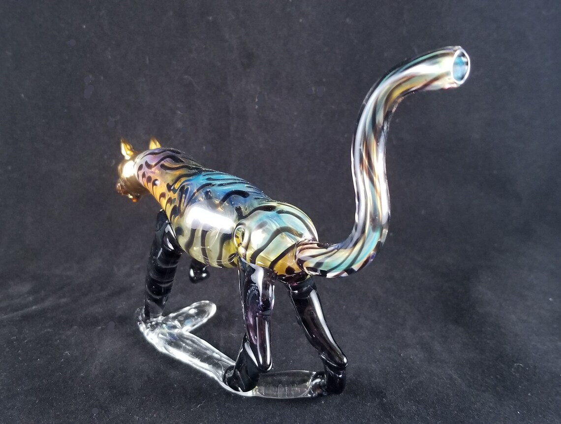 Hand Blown Glass Cat Pipe. - Etsy