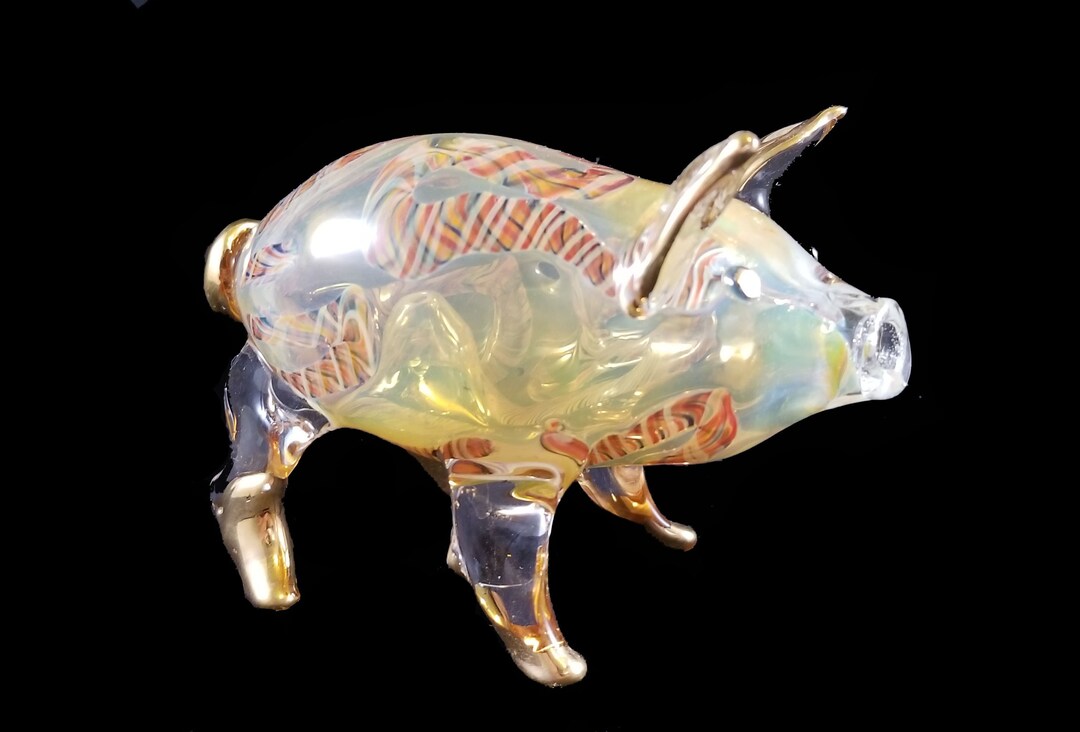 Hand Blown Glass Pig Pipe. - Etsy