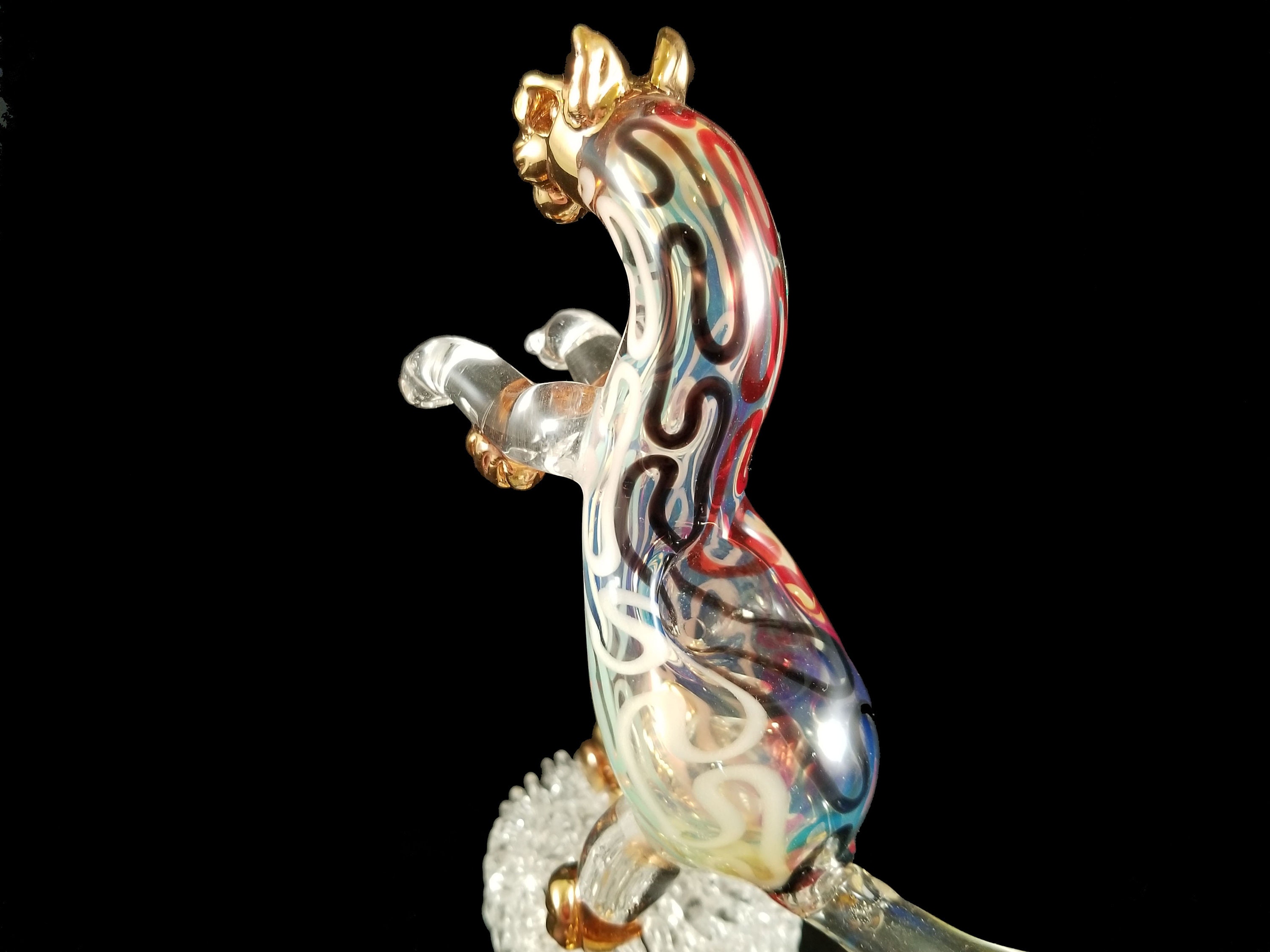 Hand Blown Glass Cool Cat Pipe. | Etsy