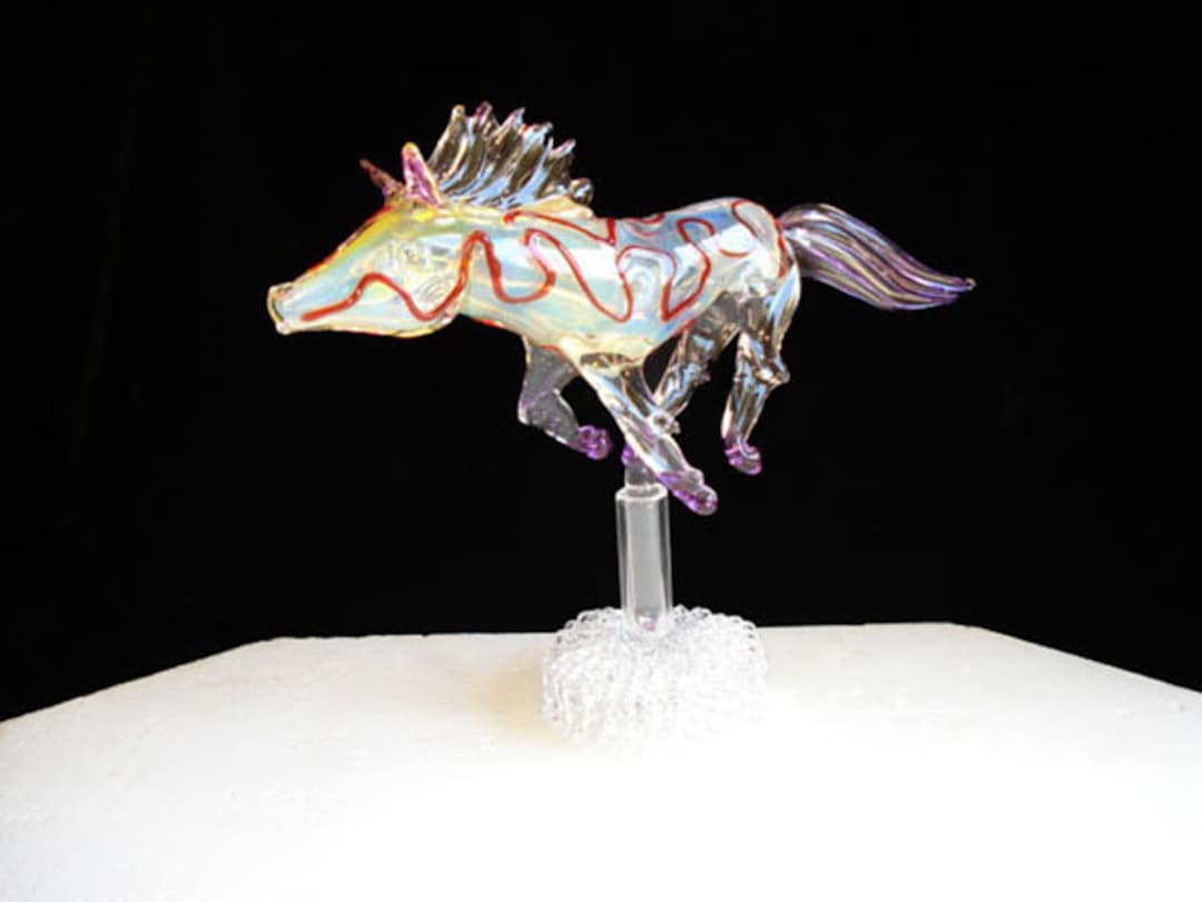 Hand Blown Glass Running Horse Pipe Base Included. - Etsy