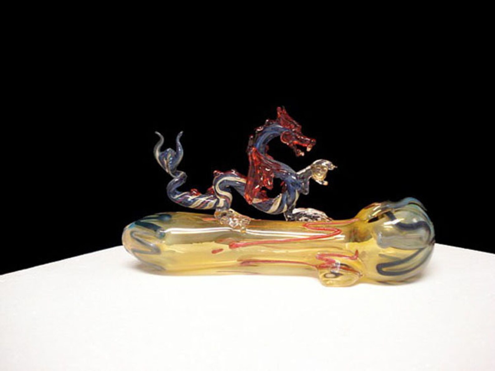 Hand Blown Glass Dragon on a Pipe. | Etsy