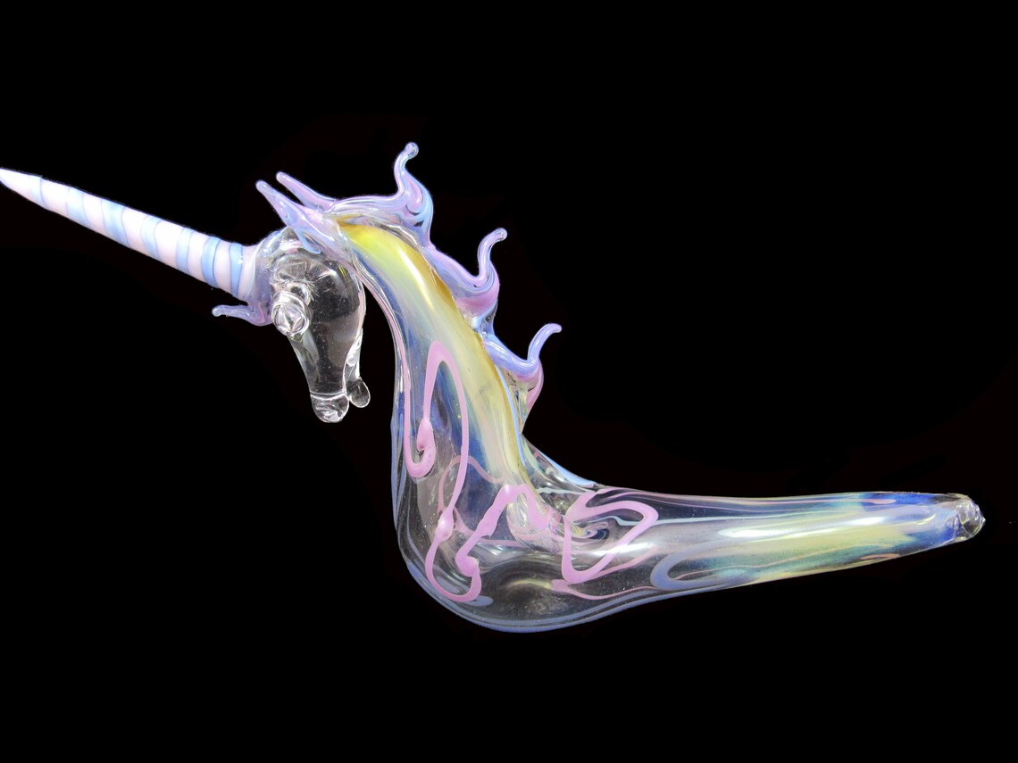 Hand Blown Glass Unicorn Pipe. - Etsy