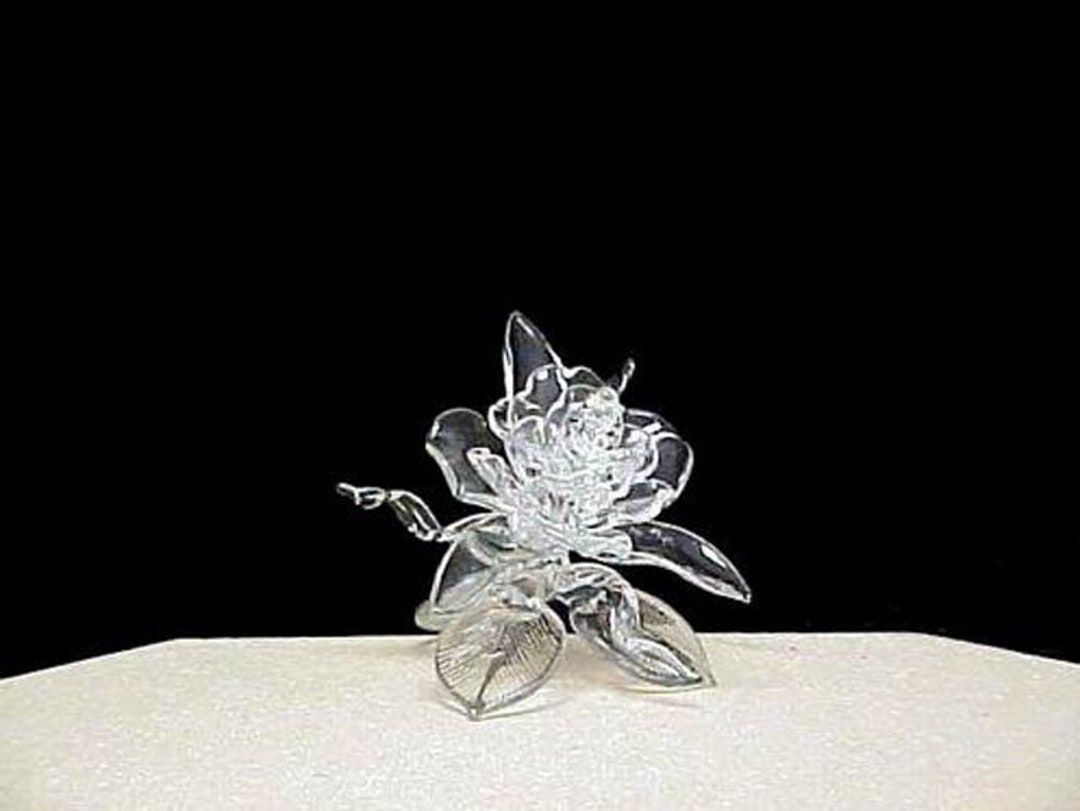 Large Open Rose With Three Leaves Base - Etsy