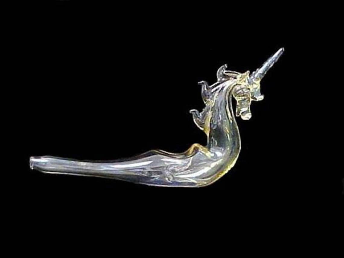 Hand Blown Glass Unicorn Pipe. - Etsy