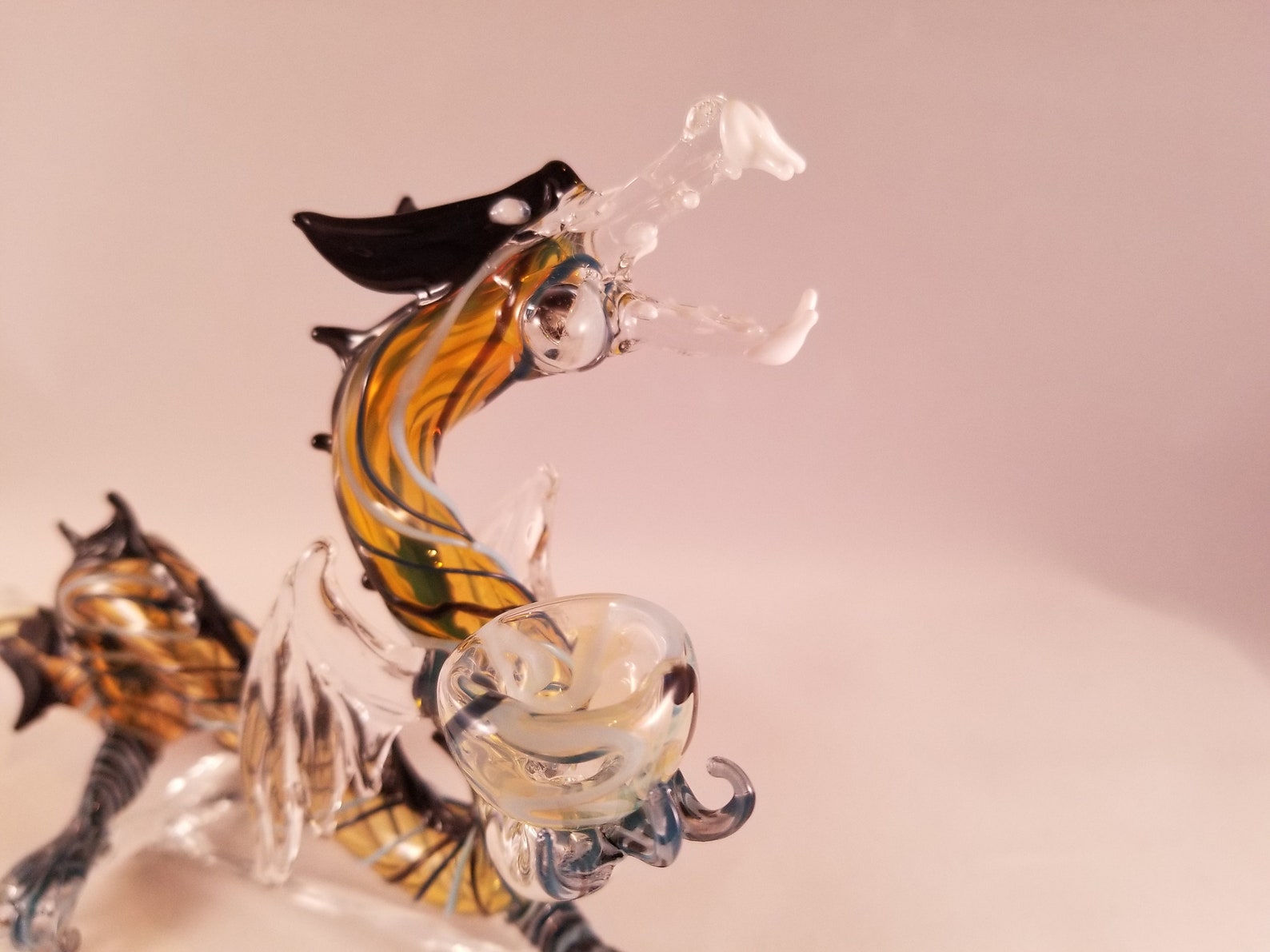 Hand Blown Glass Dragon Pipe With Wings. - Etsy