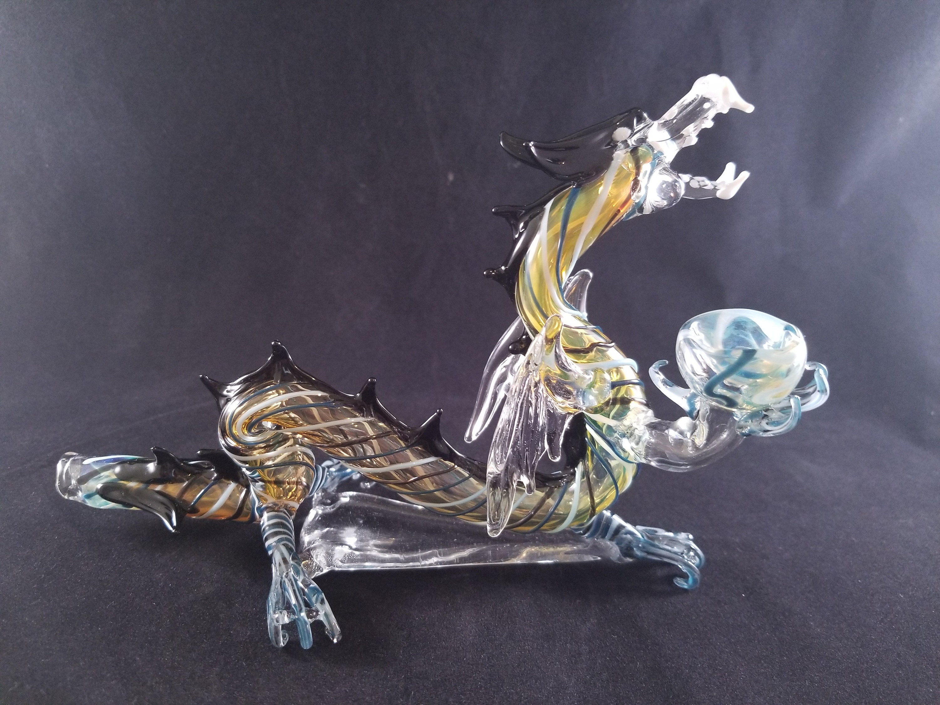 Hand Blown Glass Dragon Pipe With Wings. - Etsy