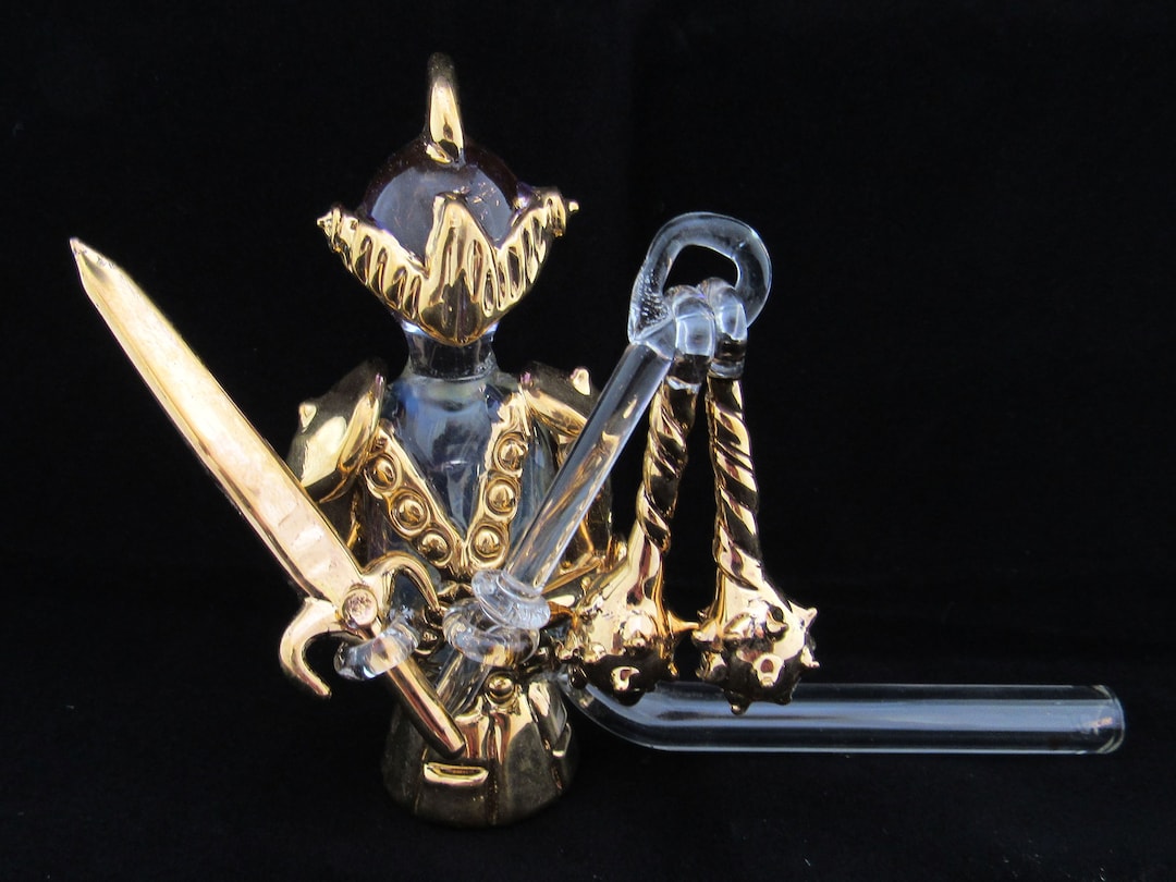 Hand Blown Glass Knight Pipe With Two Removable Sword and Flail. - Etsy