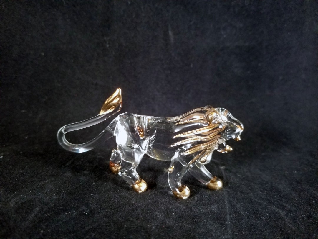 Hand Blown Glass Lion - Etsy