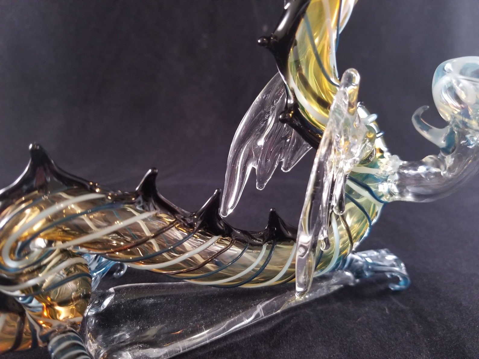 Hand Blown Glass Dragon Pipe With Wings. - Etsy