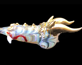 Hand Blown Glass Dragon Head Pipe. | Etsy