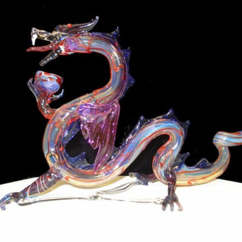 Dragon Medieval Hand Blown Glass Figurine Crystal Gold - Etsy