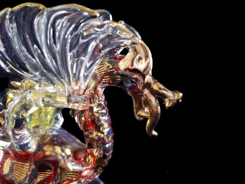 Hand blown glass egyptian dragon pipe. | Etsy