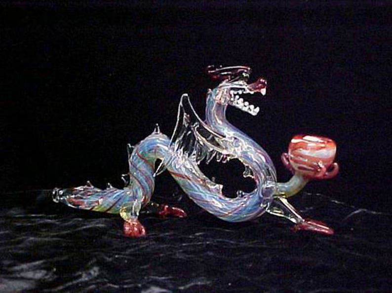 Hand Blown Glass Dragon Pipe. - Etsy