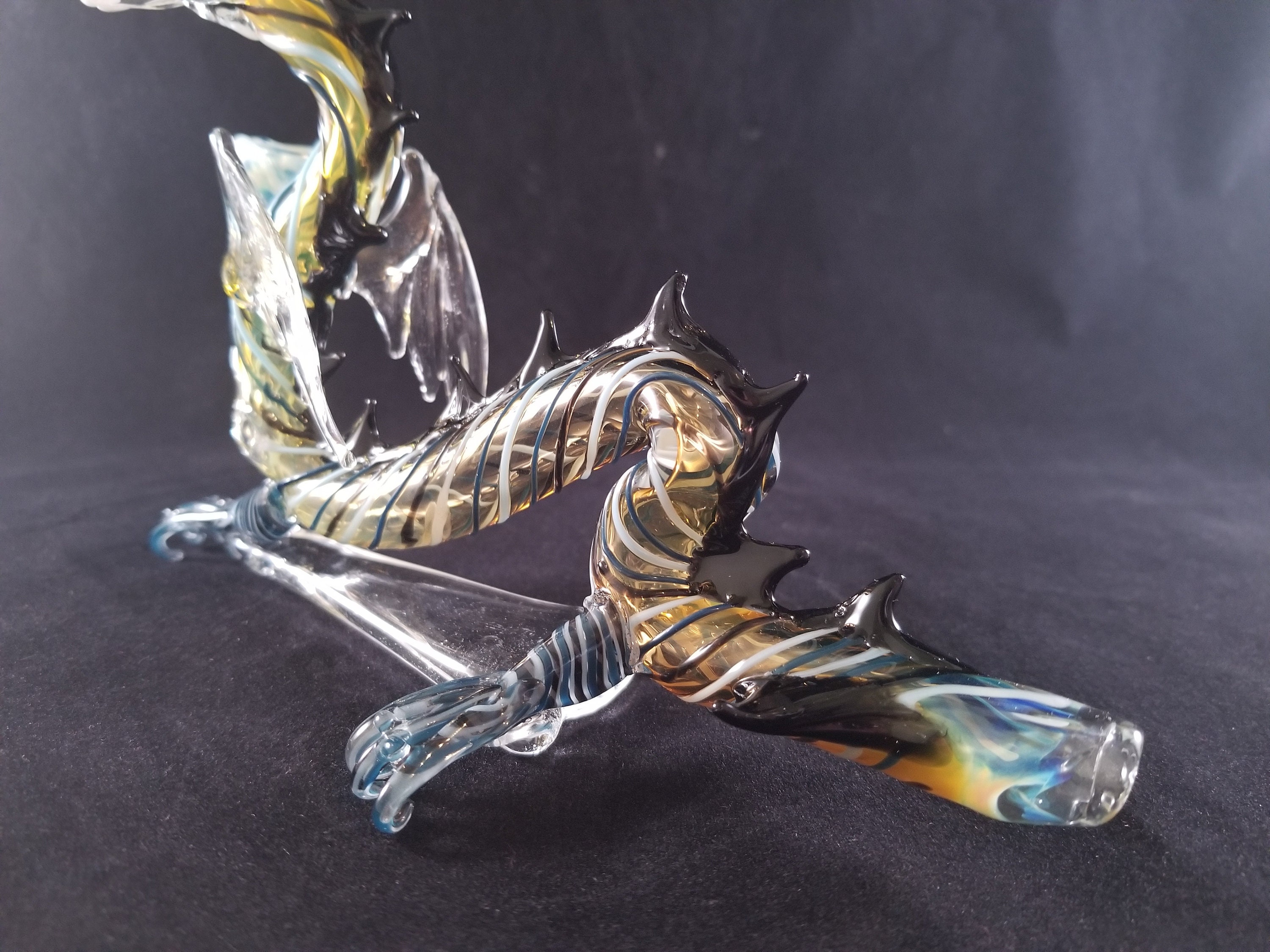 Hand Blown Glass Dragon Pipe With Wings. - Etsy