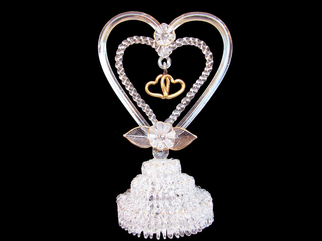 Hand Blown Glass Wedding or Anniversary Cake Topper. - Etsy