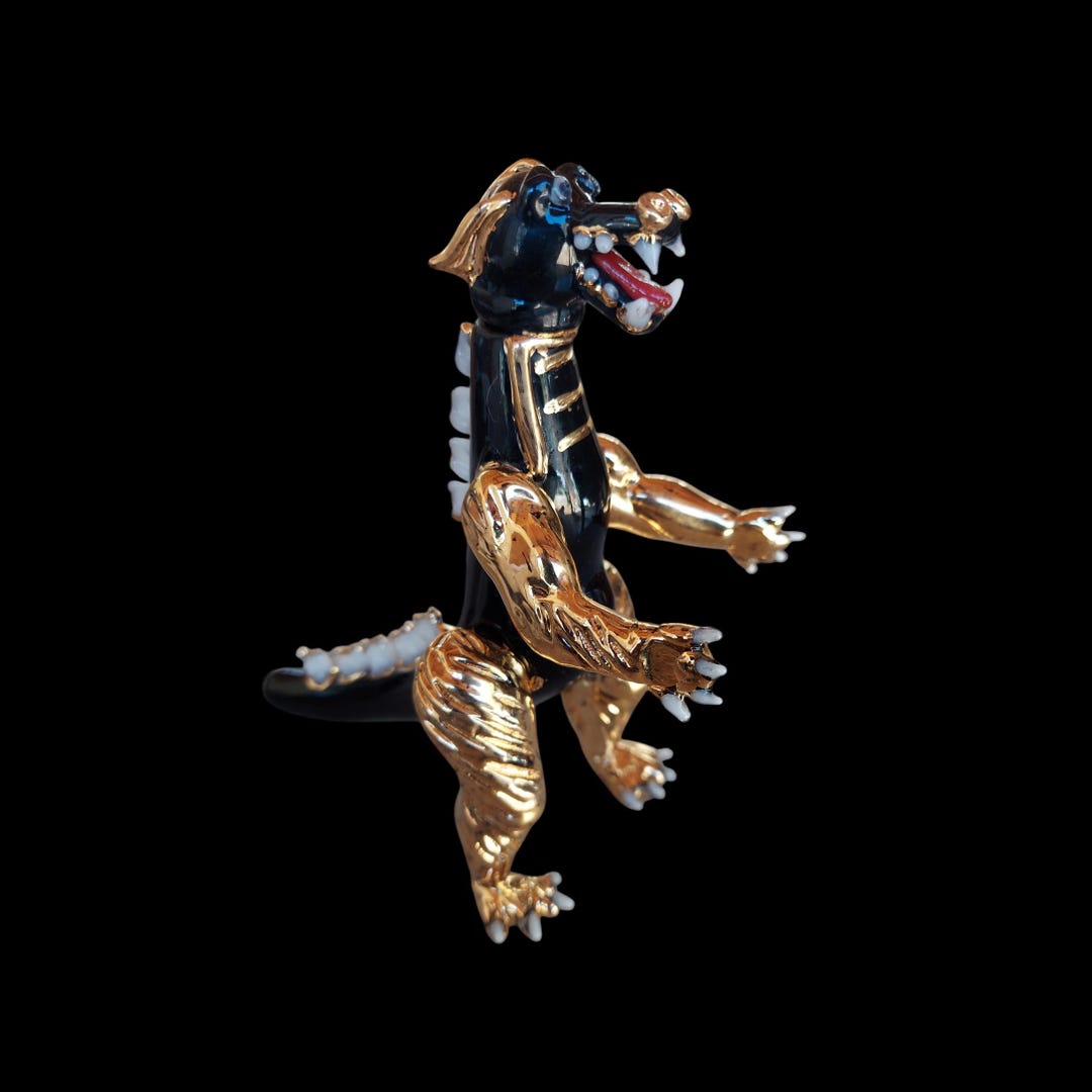 Hand Blown Glass Standing Godzilla Pipe. - Etsy