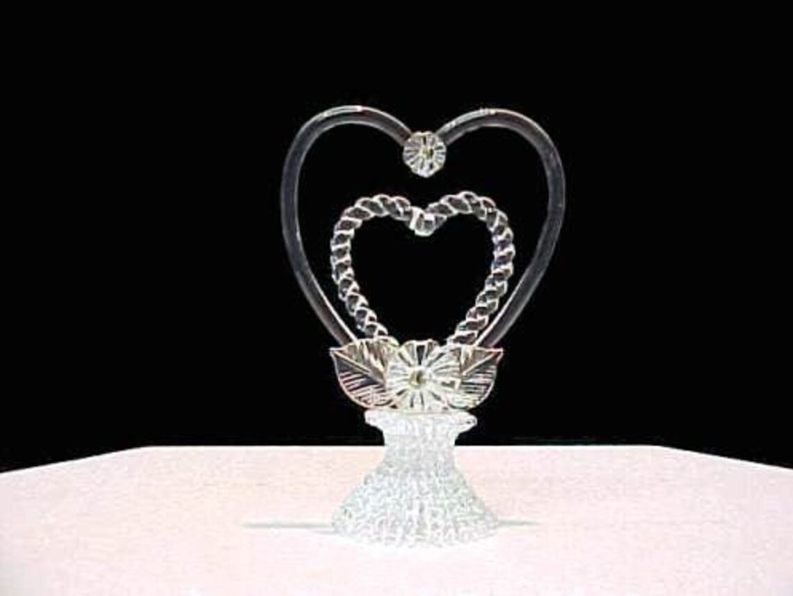 Small Double Heart Wedding Cake Topper. - Etsy