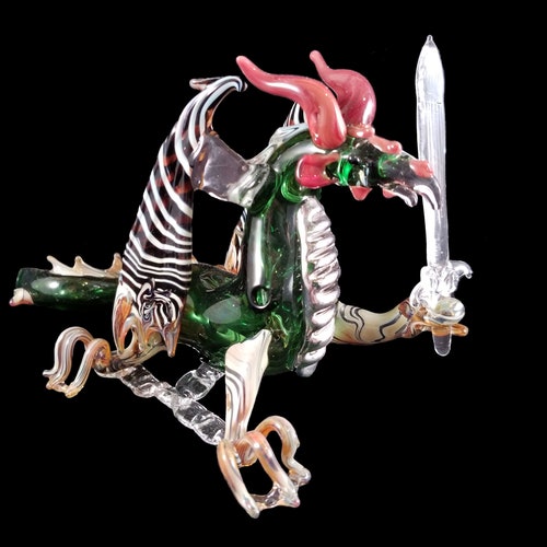 Hand Blown Glass Egyptian Dragon Pipe. | Etsy