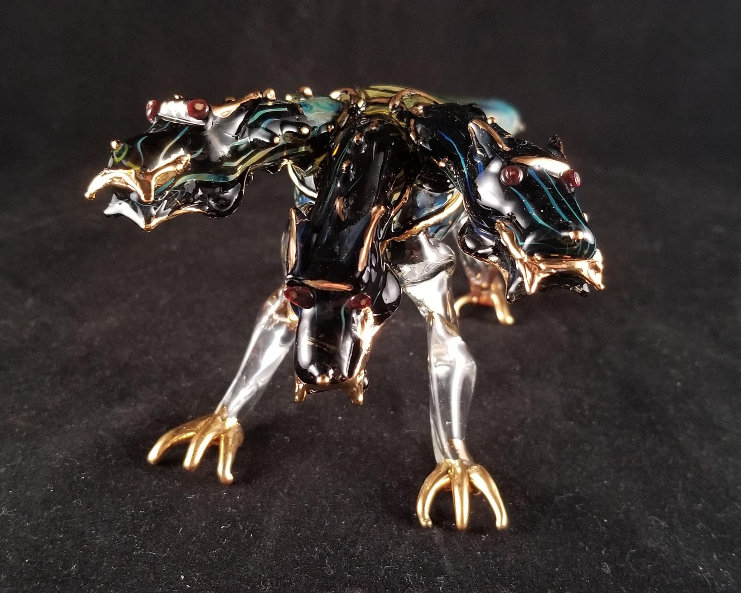 Hand Blown Glass Three Headed Dog Pipe. | Etsy