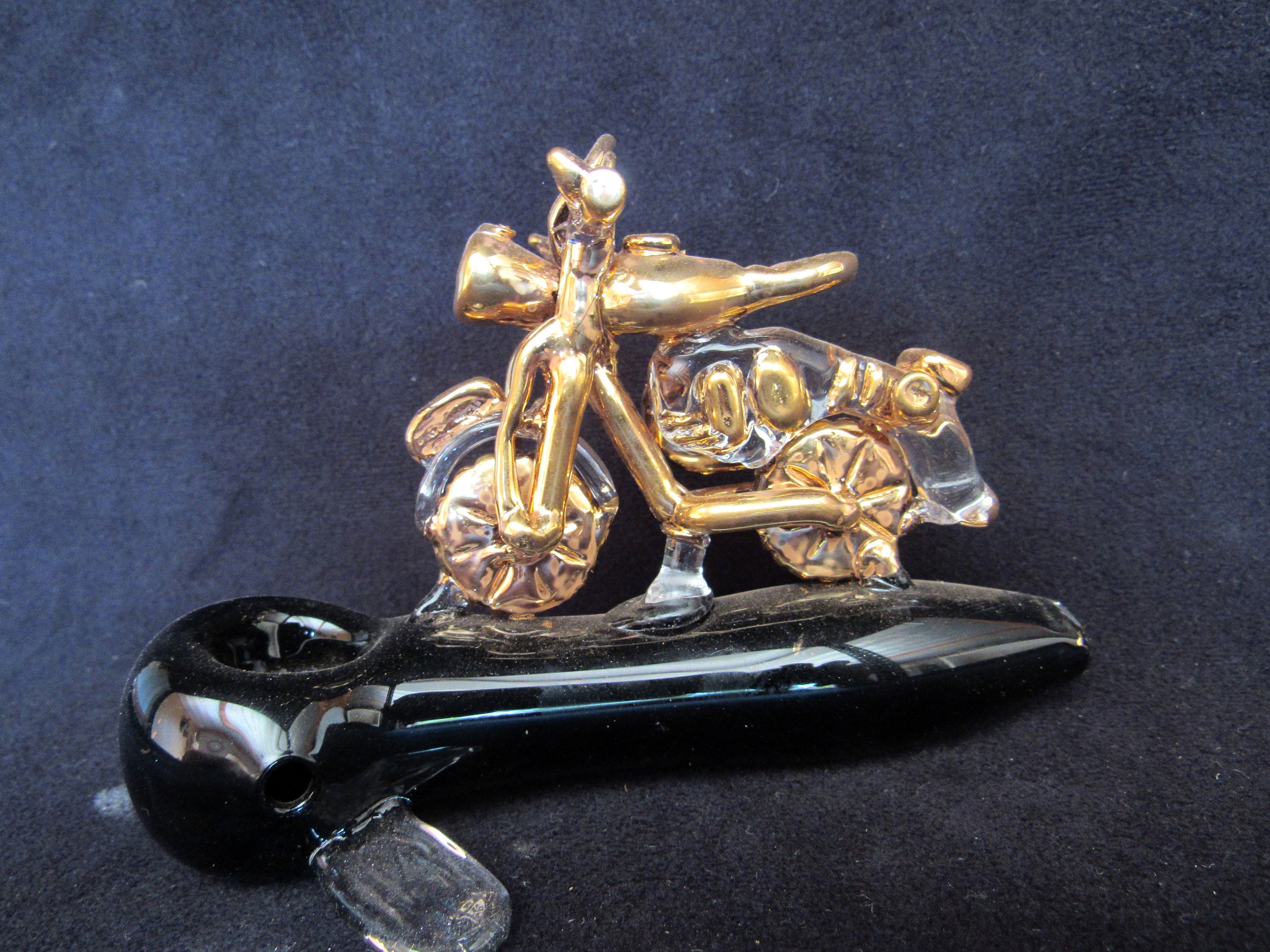 Hand Blown Glass Motorcycle on a Pipe. - Etsy