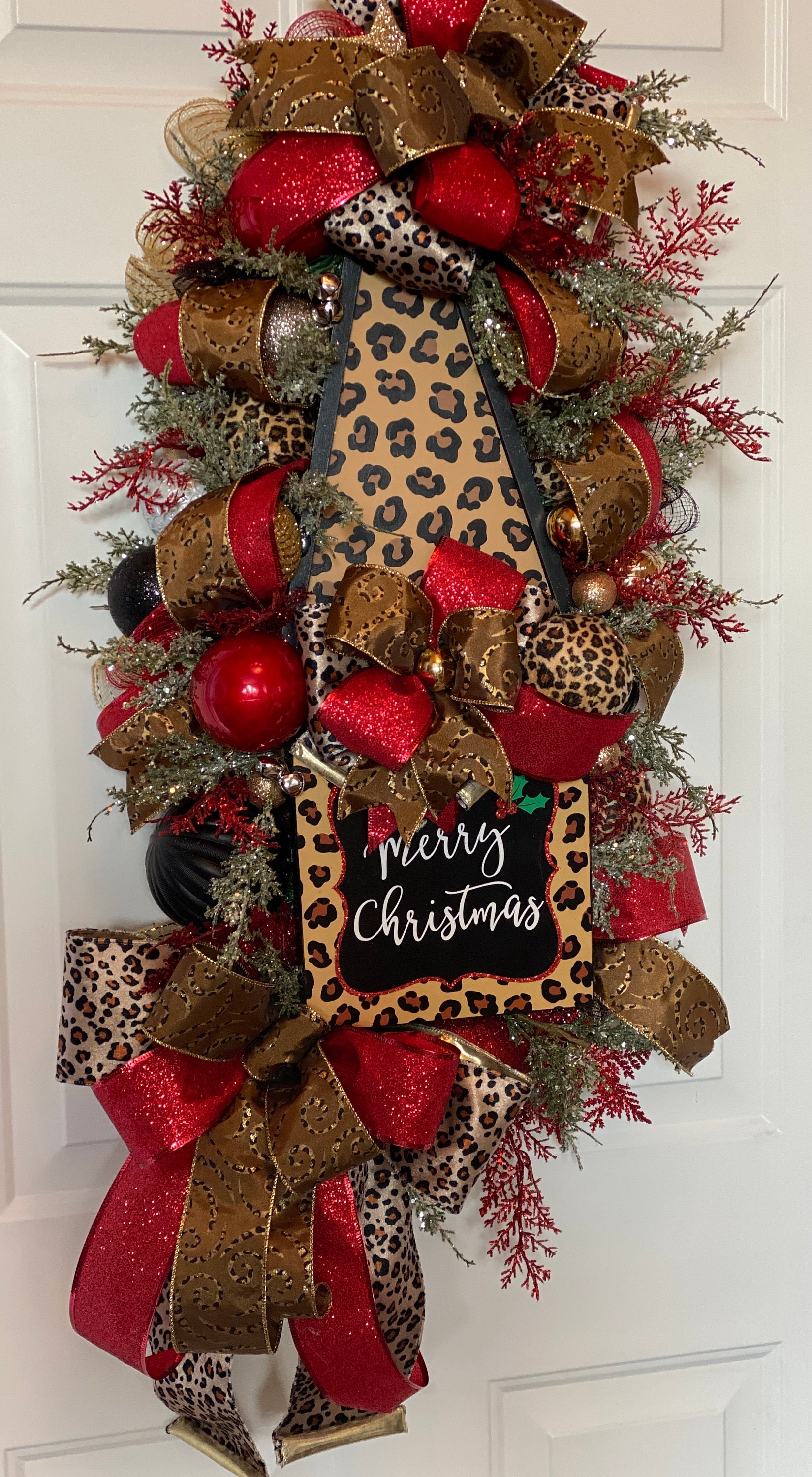 Leopard Christmas Animal Print Wreath Leopard Decorations | Etsy
