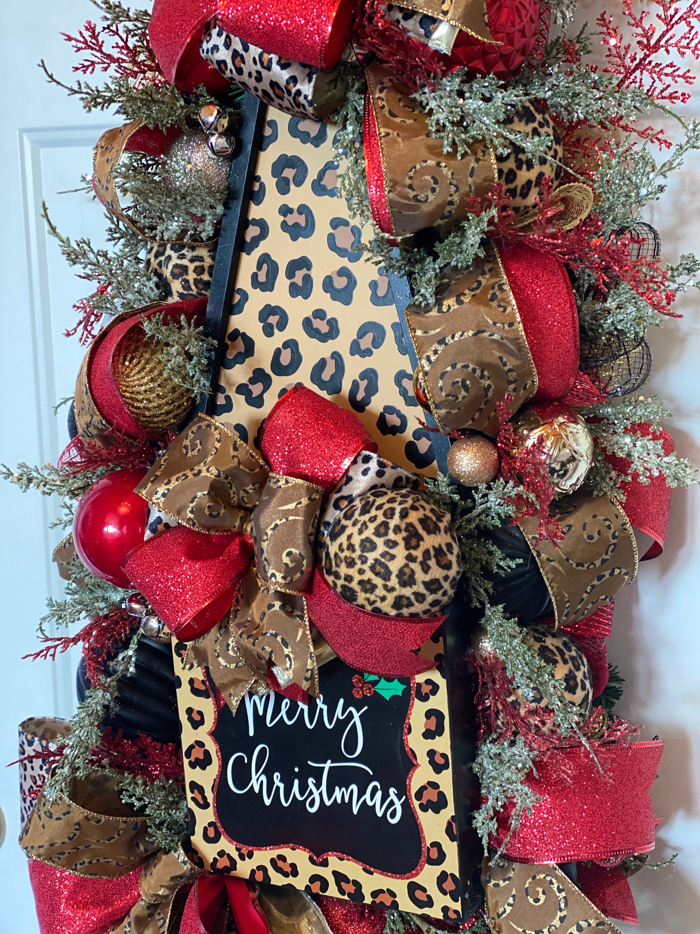 Leopard Christmas Animal Print Wreath Leopard Decorations - Etsy UK