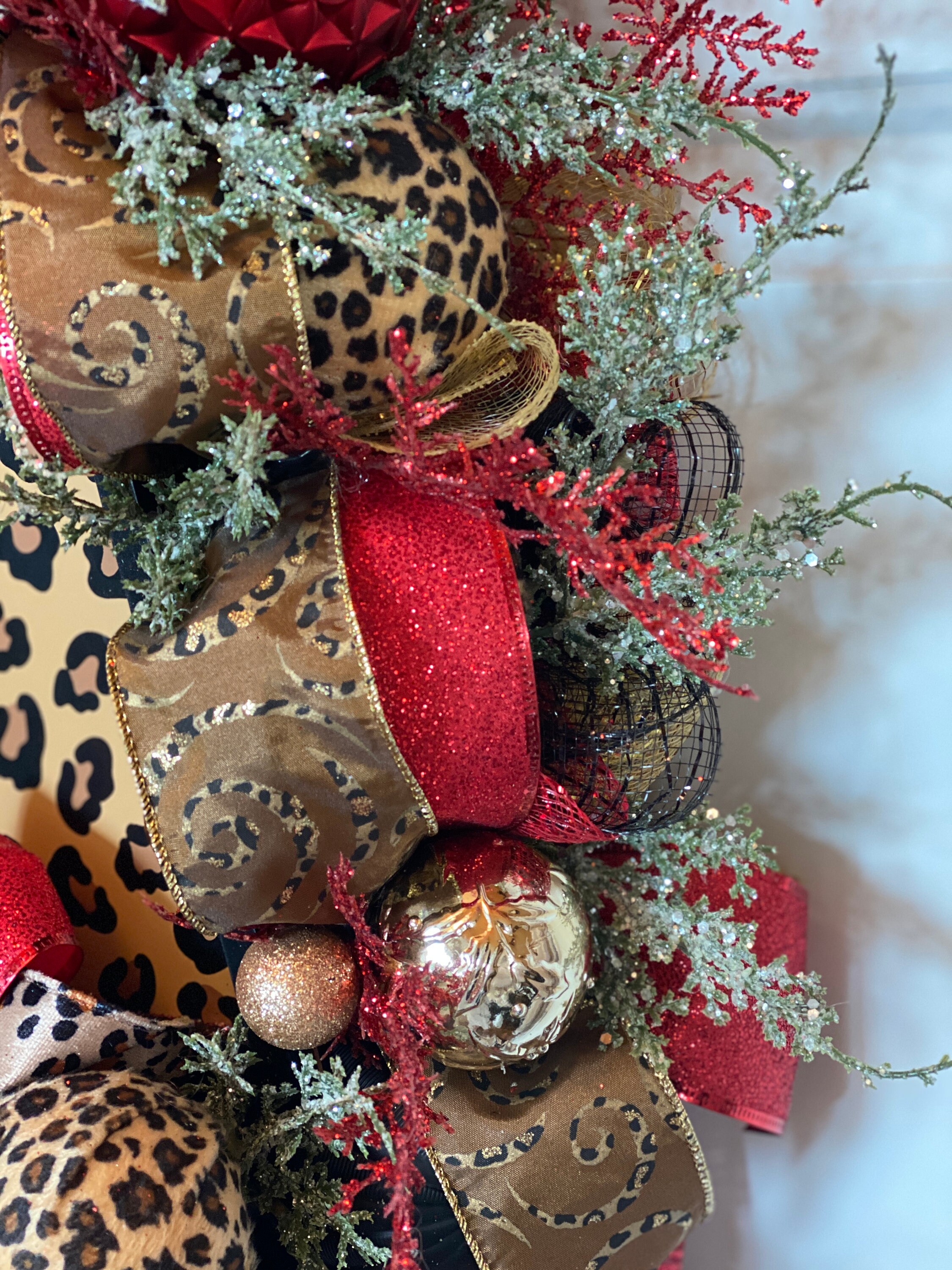 Leopard Christmas Animal Print Wreath Leopard Decorations - Etsy UK