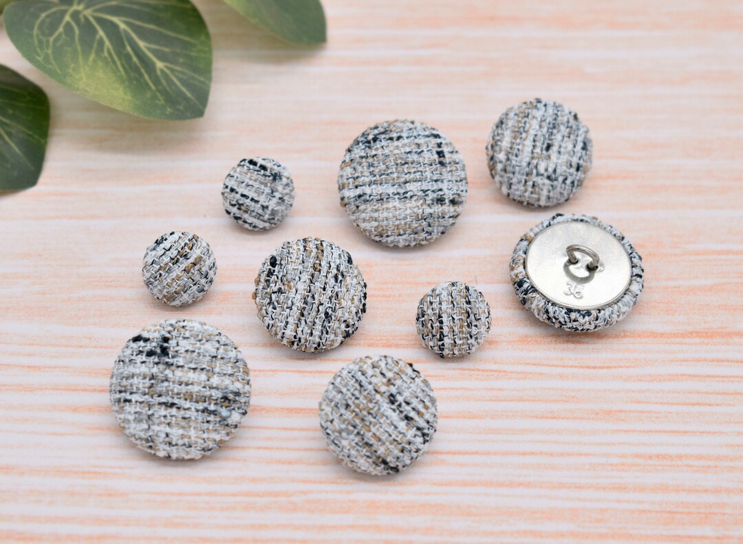 Handmade Grey Tweed Fabric Buttons - Shank Style, Set of 5 - Etsy