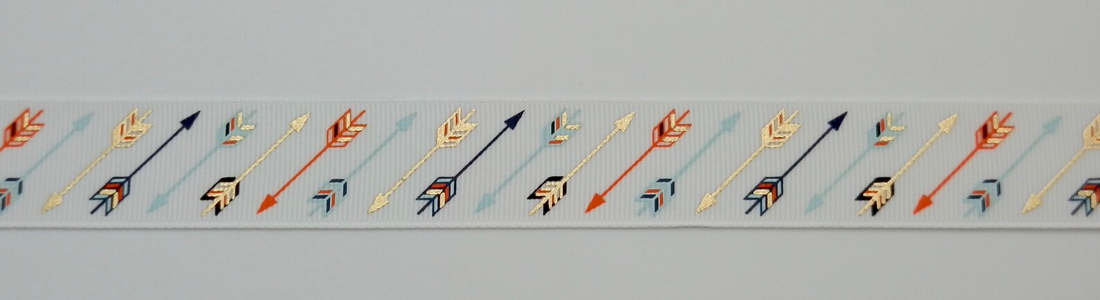 White and Gold Foil Arrow Design 25mm Grosgrain Ribbon per | Etsy