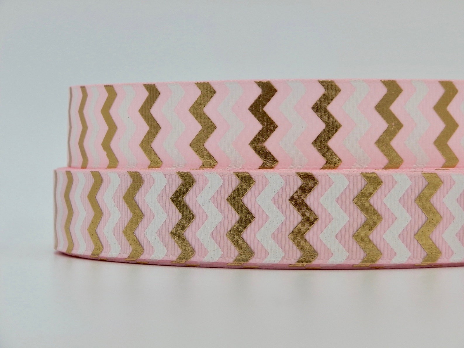 Pink White and Gold Zig Zag 22mm Grosgrain Ribbon per Metre - Etsy