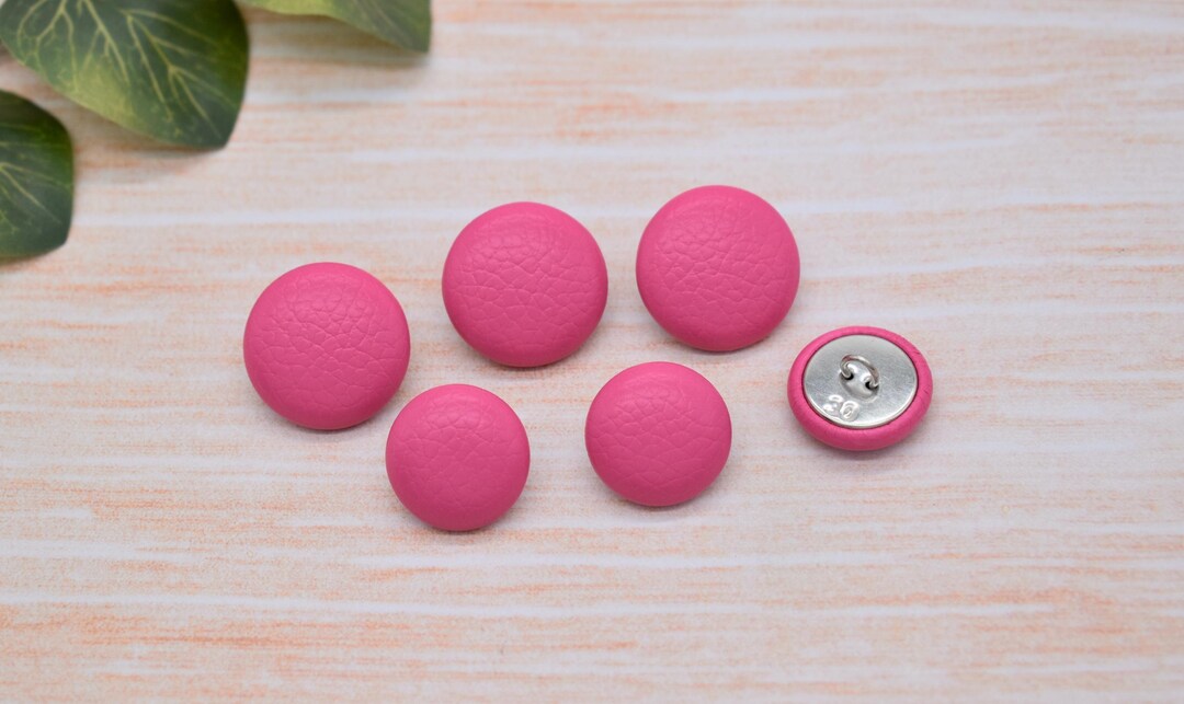 Set of 5 Hot Pink Faux Leather Design Litchi Fabric Handmade Covered ...