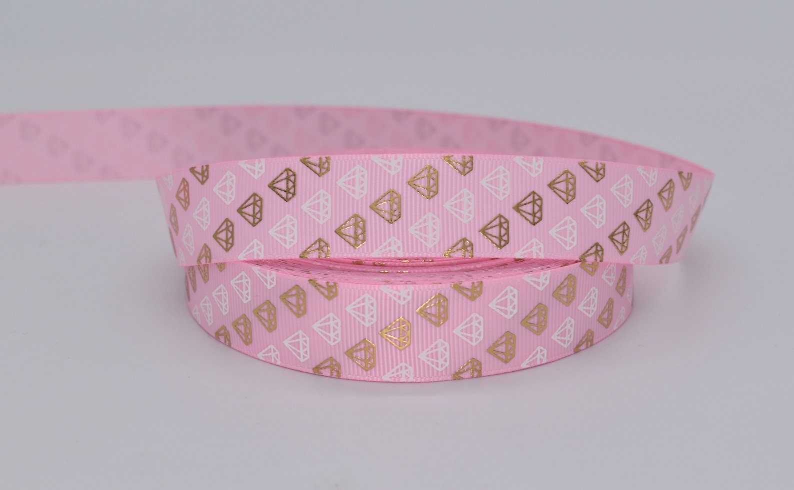 Pink White and Gold Diamond Style 22mm Grosgrain Ribbon per - Etsy