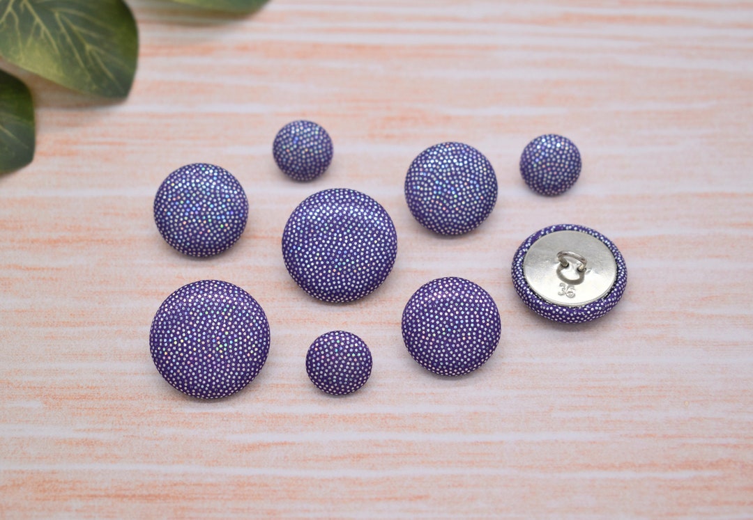 Set of 5 Purple Sparkly Glitter Style Pattern Handmade Fabric Covered ...