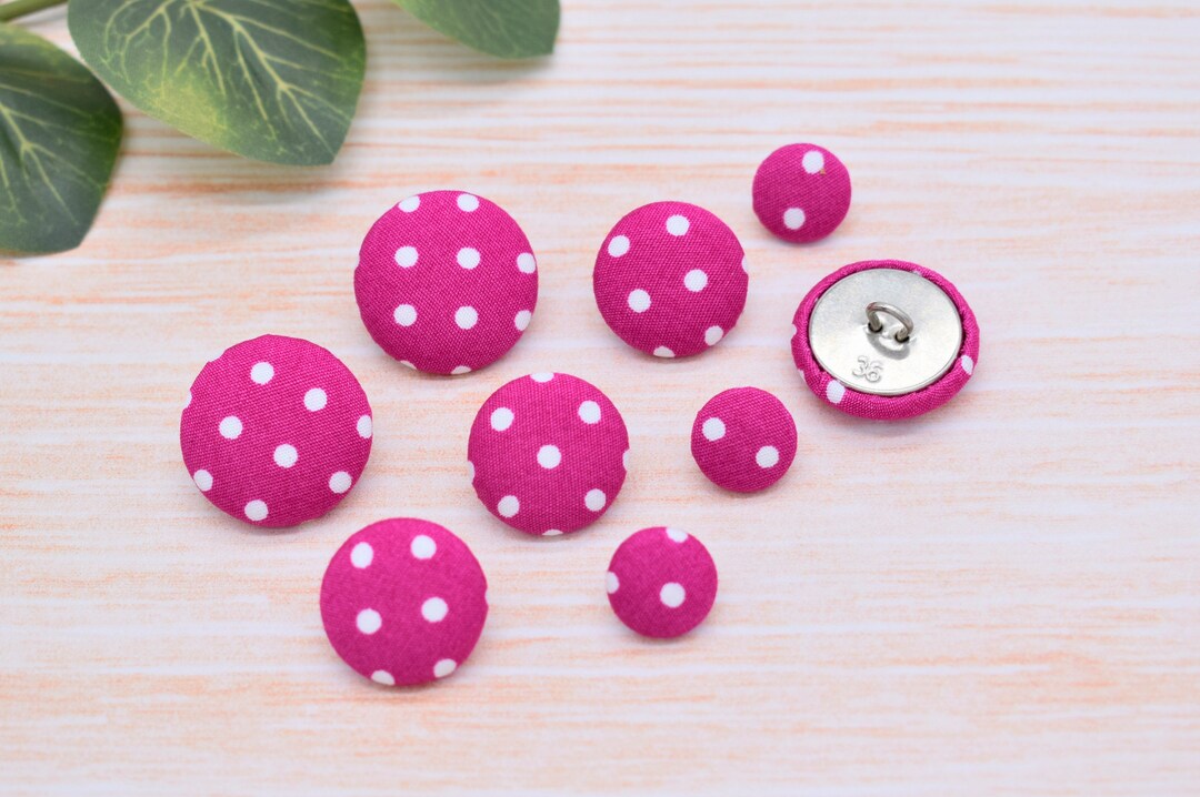 Hot Pink Polka Dot Fabric Buttons – Handmade Shank Buttons, Set of 5 - Etsy