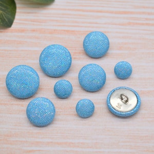 Set of 5 Light Blue Sparkly Glitter Style Pattern Handmade Fabric ...