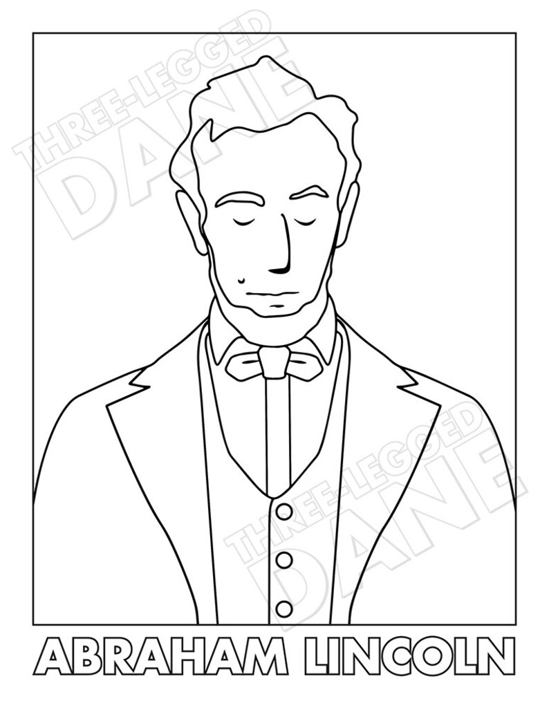 Coloring Page • Abraham Lincoln • Instant PDF Digital Download ...