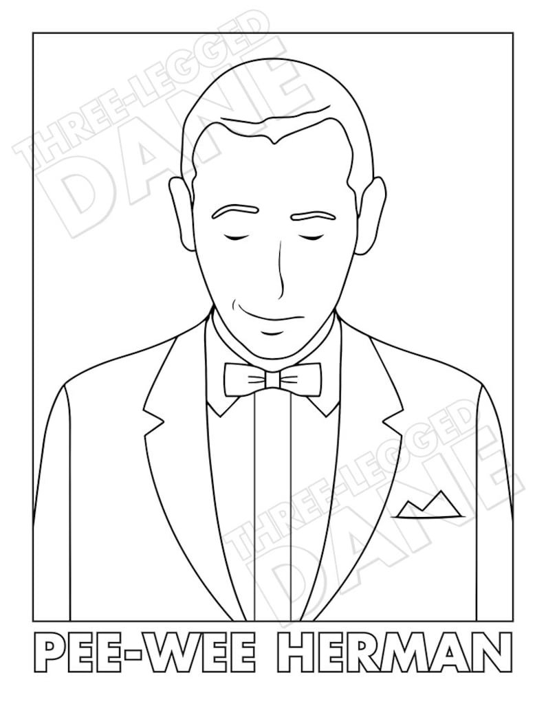 Coloring Page • Pee-wee Herman • Instant PDF Digital Download ...