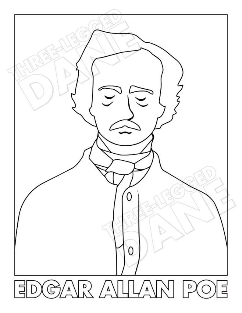 Coloring Page • Edgar Allan Poe • Instant PDF Digital Download ...