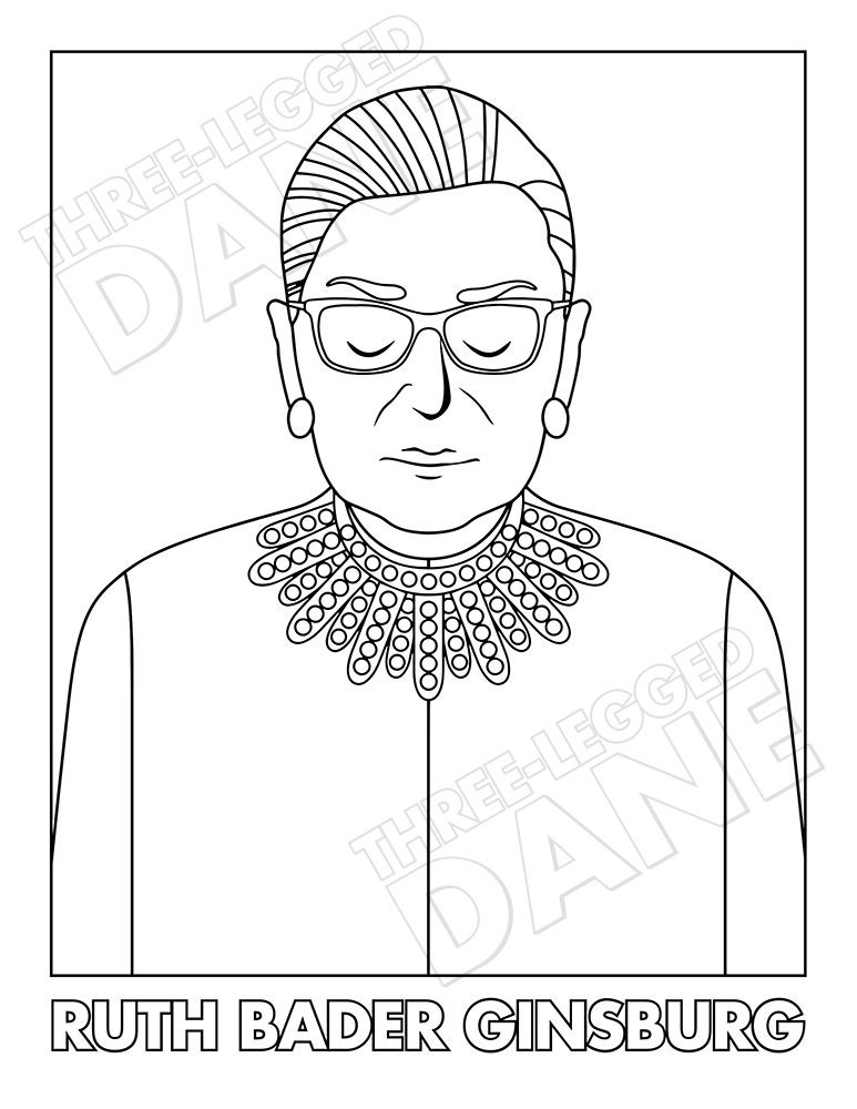 Coloring Page Ruth Bader Ginsburg Instant PDF Digital Download ...