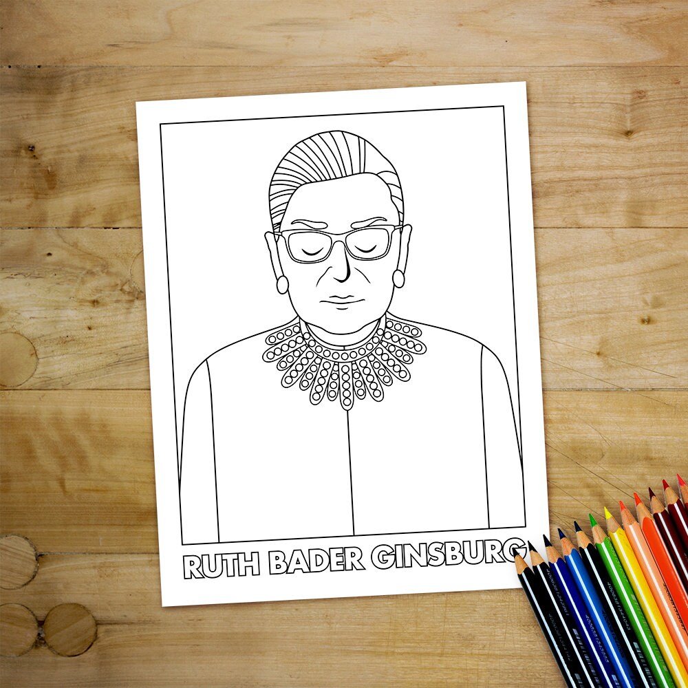 Coloring Page • Ruth Bader Ginsburg • Instant PDF Digital Download ...
