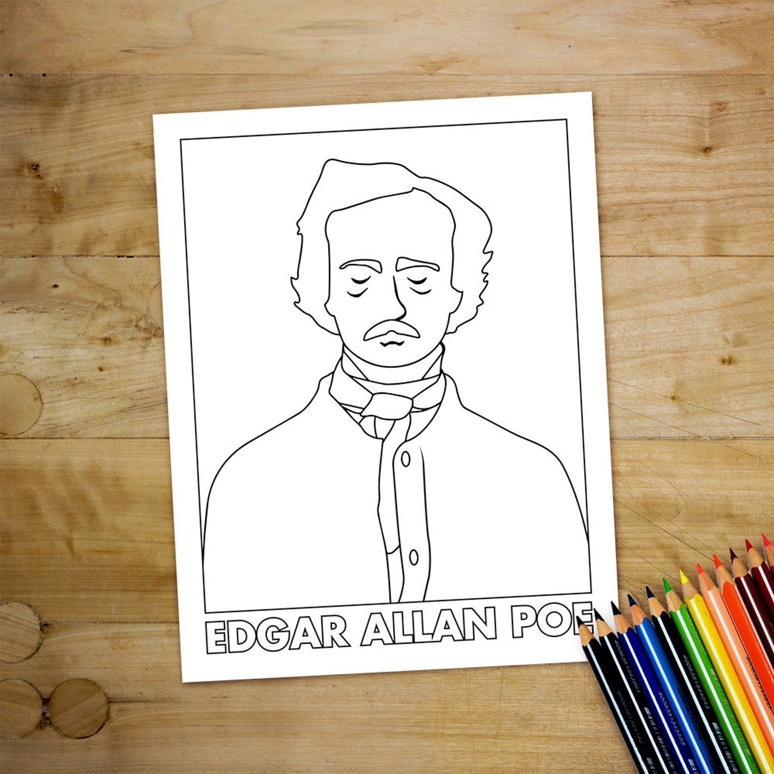 Coloring Page • Edgar Allan Poe • Instant PDF Digital Download ...